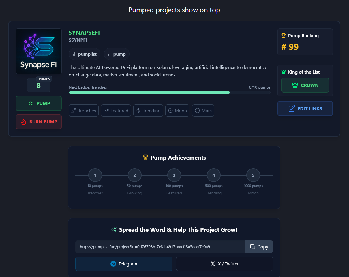 SynapseFi (SYNPFI) - Pump