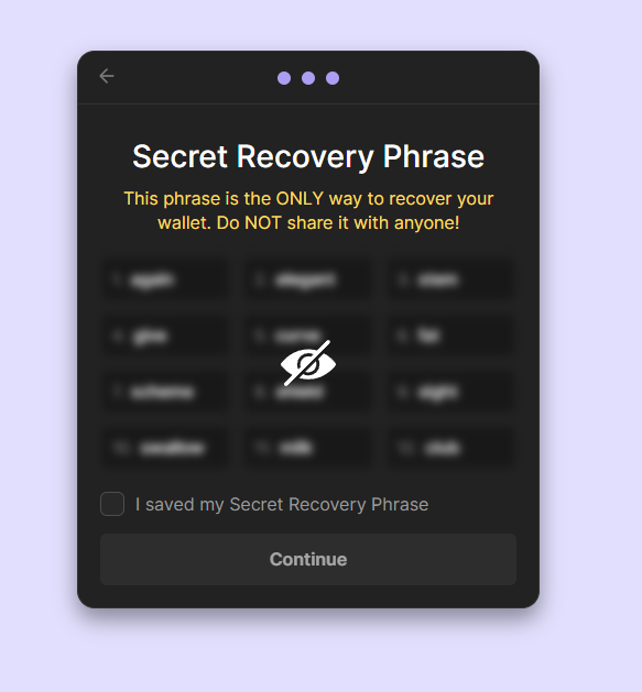 Secret Recovery Phrase (SRP) - Pump